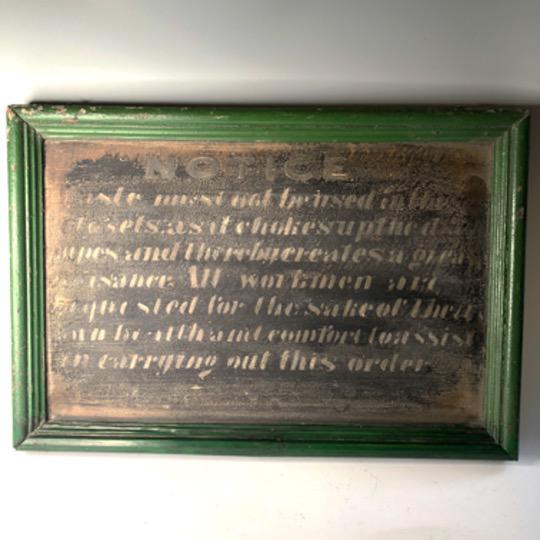 HAND PAINTED WARNING SIGN, CIRCA 1840